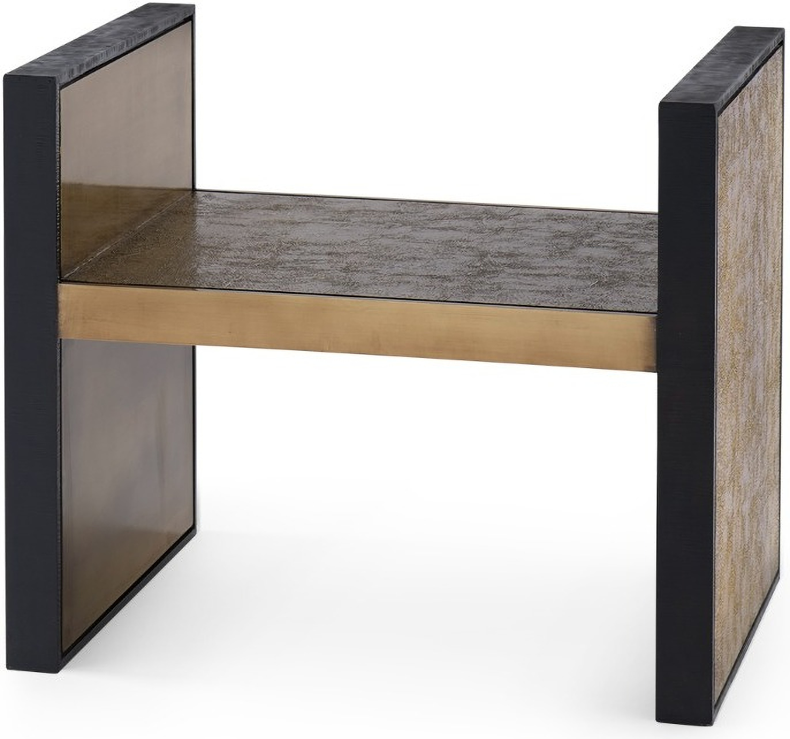 Odeon Bench/Side Table In Antique Brass and Dark Bronze by Villa & House | 1StopBedrooms