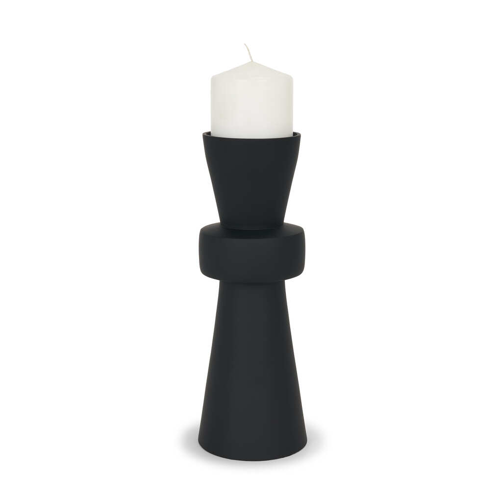 Odilia Large Geometric Pillar Candle Holder In Matte Black by Mercana ...