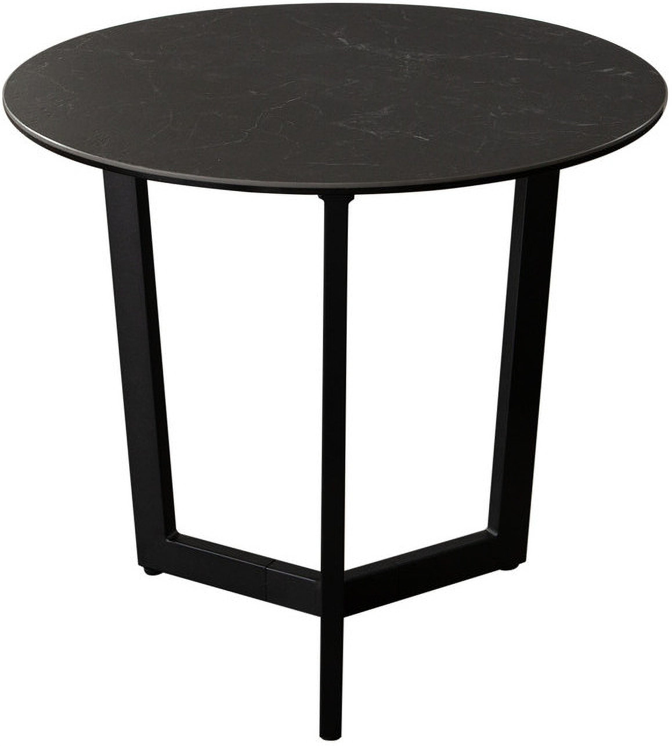 Onyx Round End Table In Black Ceramic Glass Top and Black Metal Leg by ...