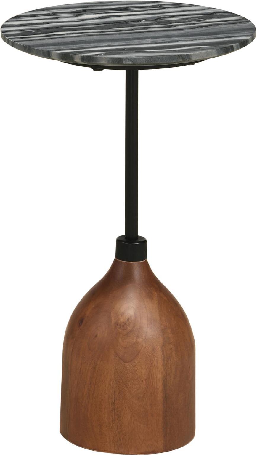 Ophelia Round Marble Top Side Table Black by Coaster | 1StopBedrooms