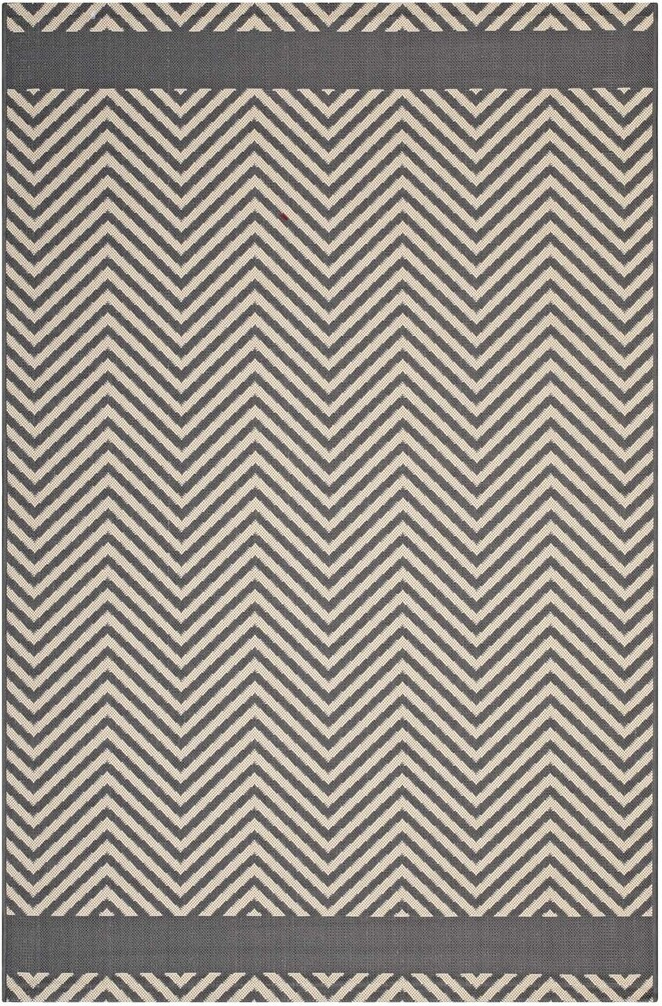 Optica Chevron With End Borders 5X8 Indoor and Outdoor Area Rug In Gray ...