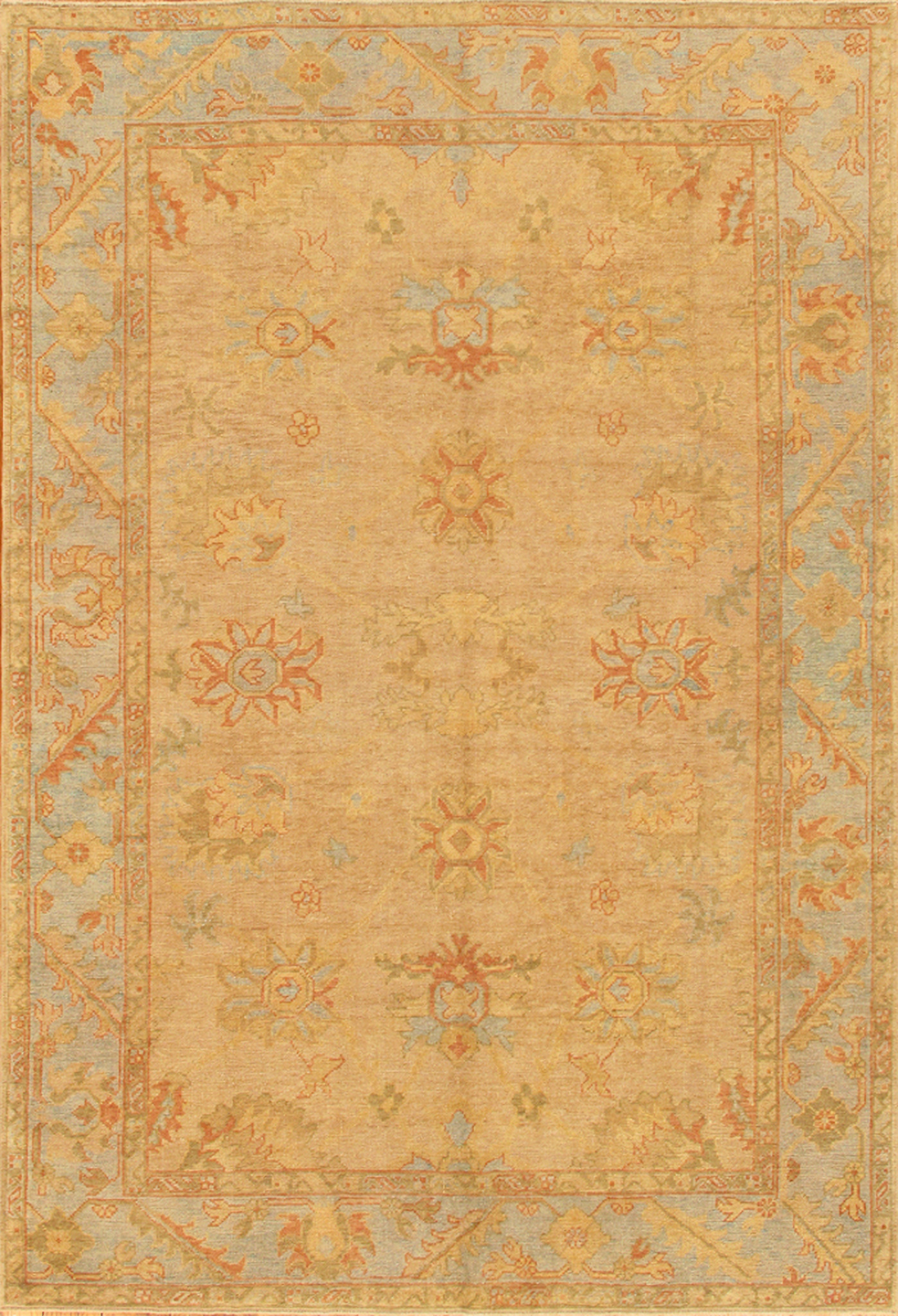 Oushak Collection Hand-Knotted Lamb's Wool Area Rug- 7' 7" x 11' 2" In ...