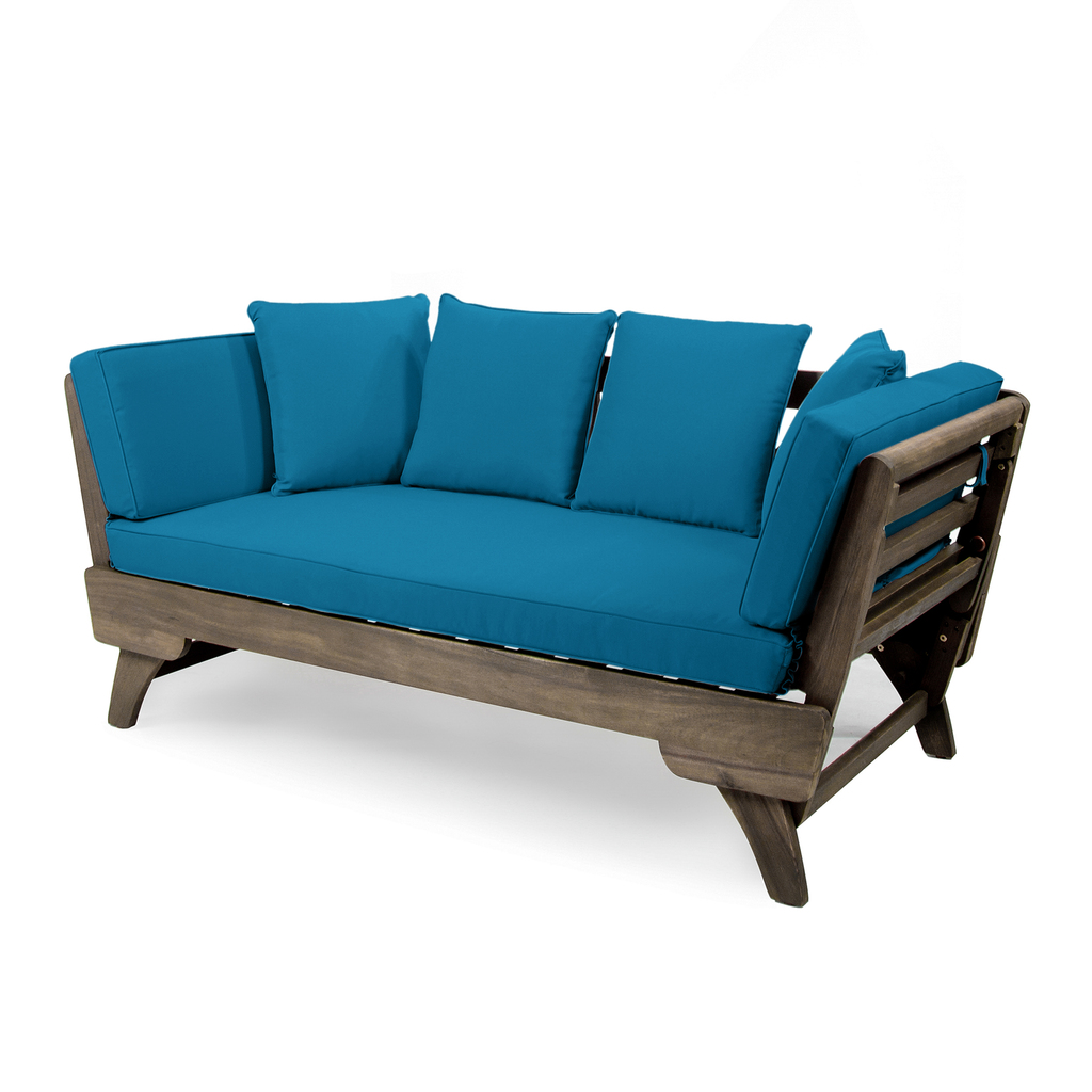 Outdoor Daybed with Extendable Seating In Blue by Noble House ...