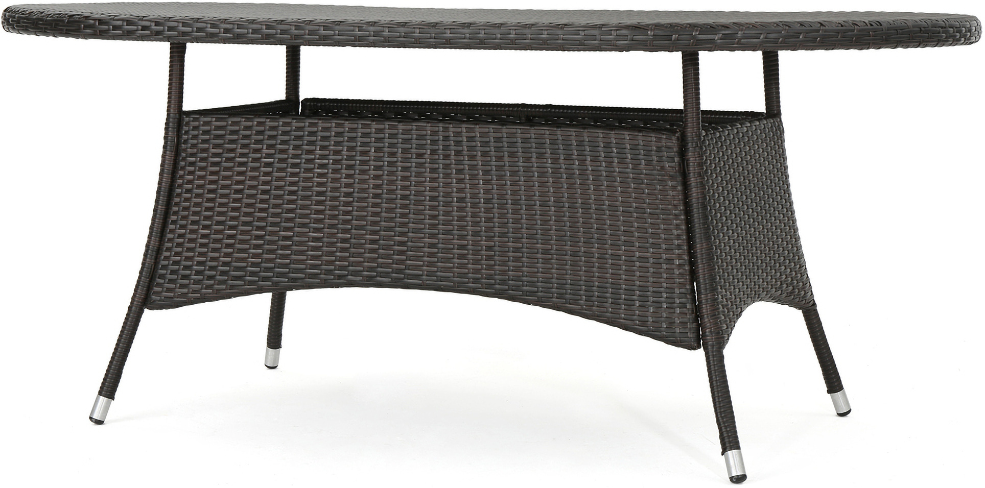 Outdoor Oval Dining Table with Silver Tipped Legs In Brown Multi by ...