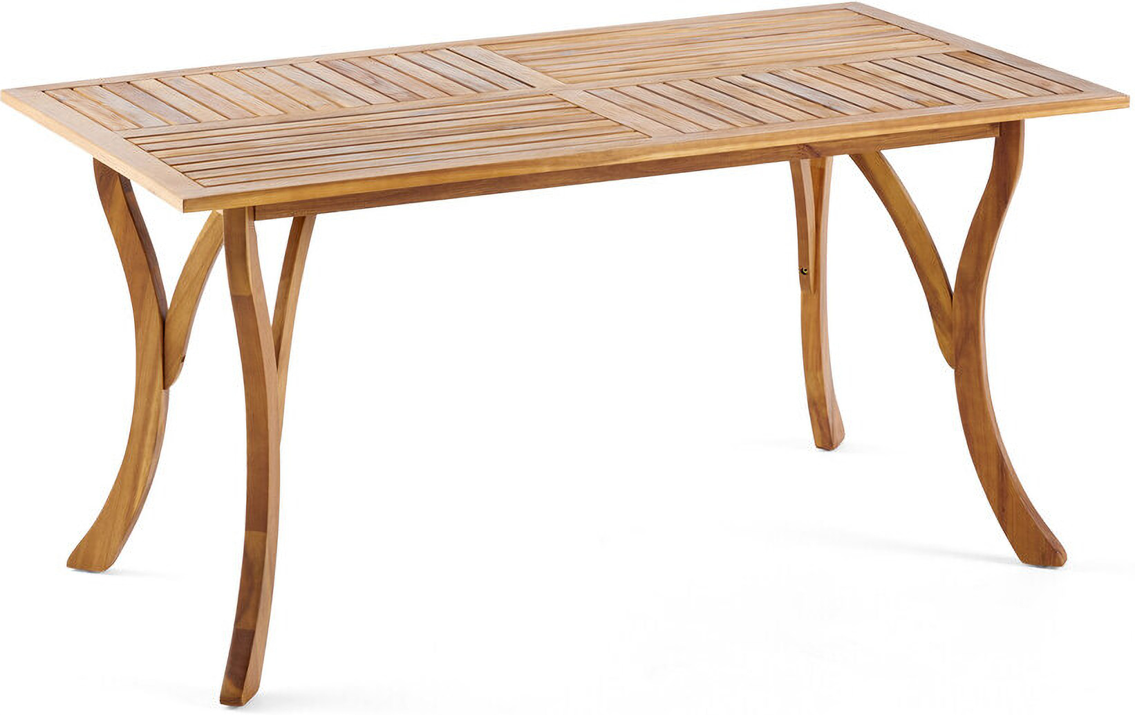 Outdoor Rectangular Table with Curved Legs and Perpendicular Wooden ...