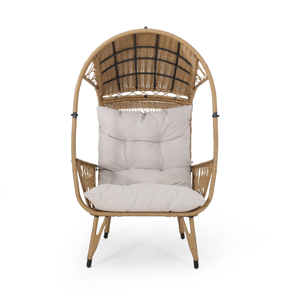 Outdoor Wicker Standing Basket Chair with Cushion In Brown by Noble ...