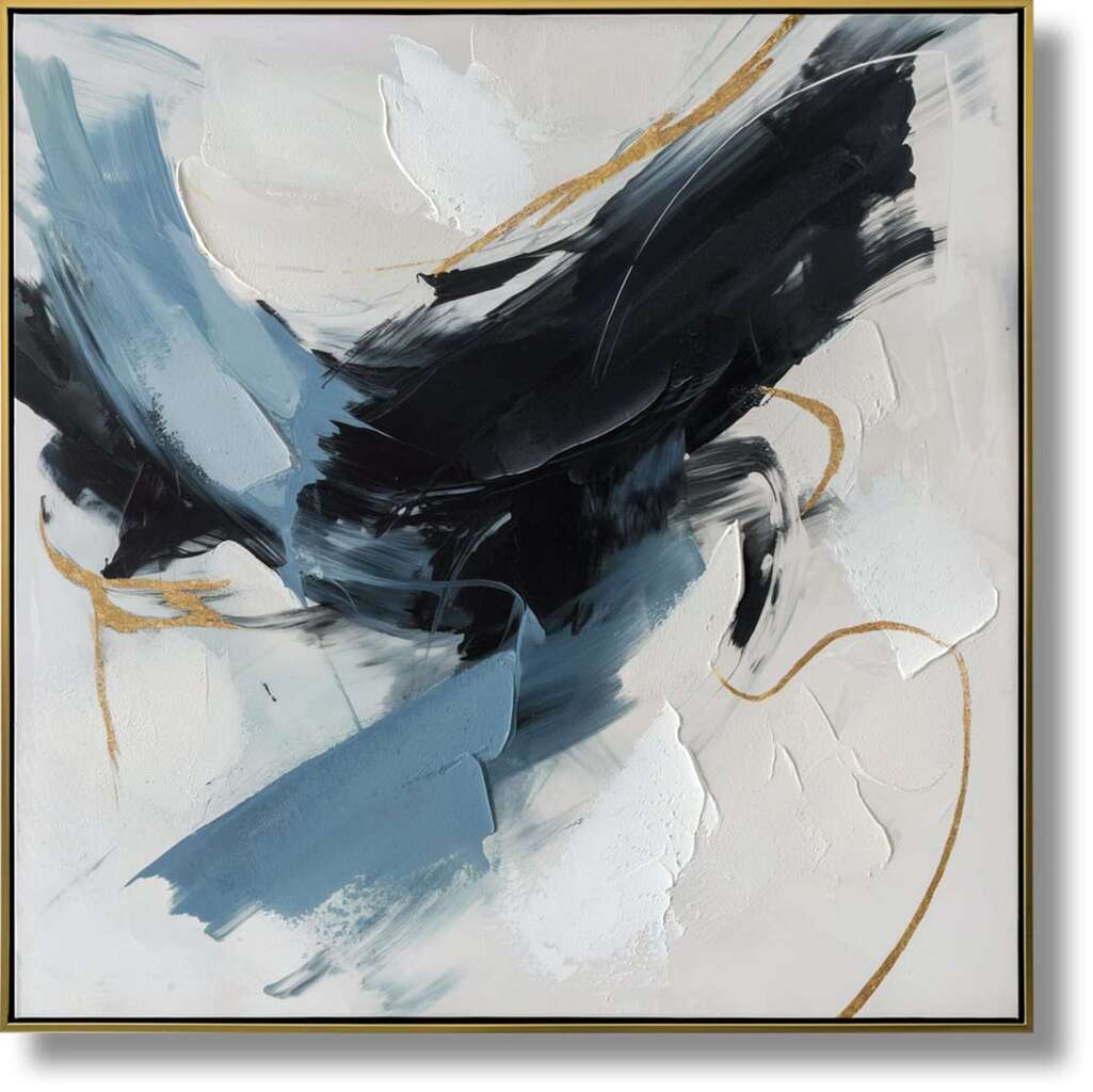 Outspoken Cascade Abstract Canvas Wall Art In Midnight by Classy Living ...