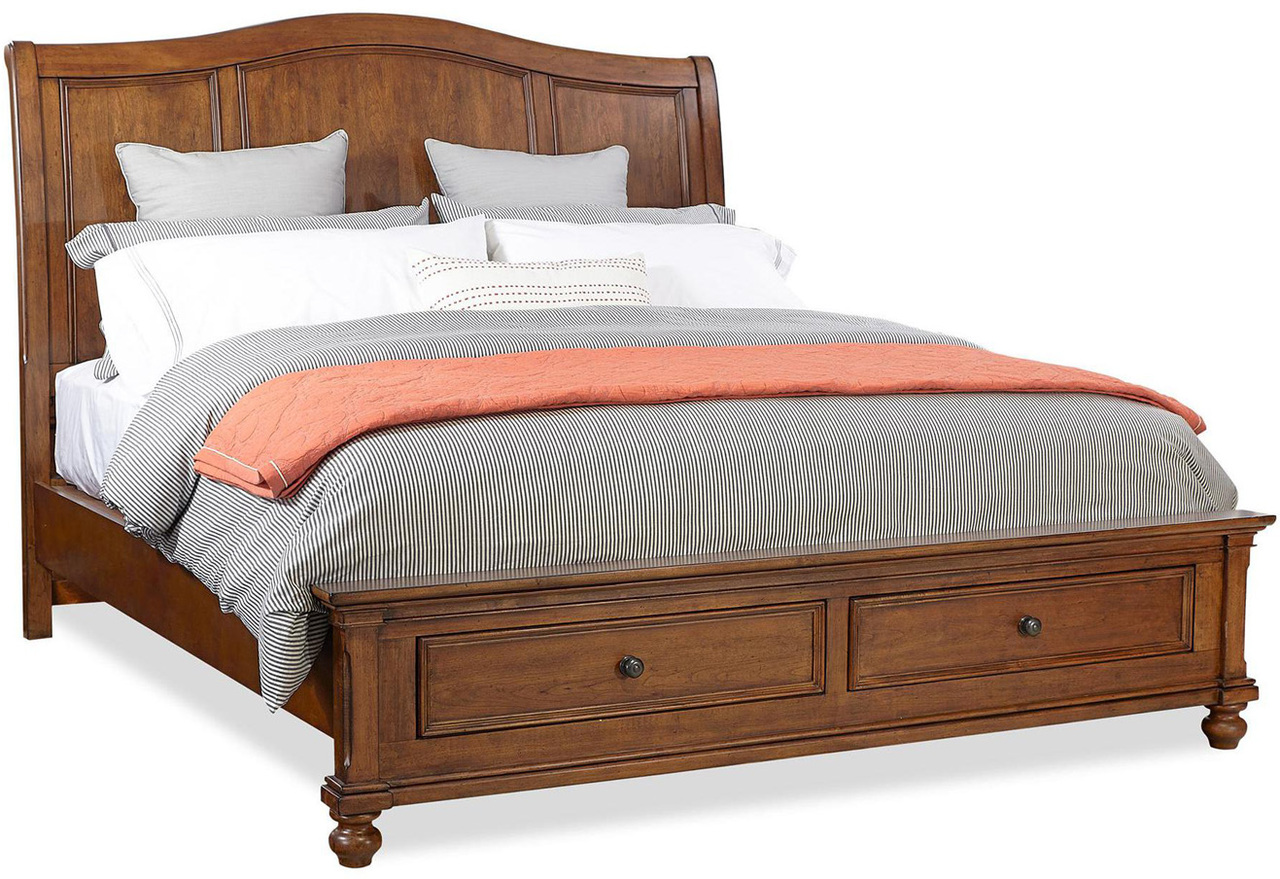 Oxford King Panel Storage Bed In Cherry by Aspenhome | 1StopBedrooms