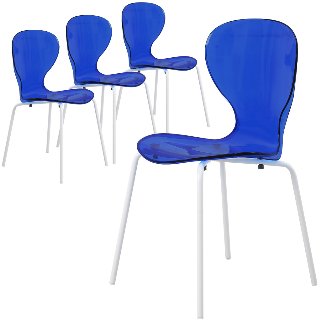 Oyster Modern Transparent Side Chair Set of 4 In White Base and ...