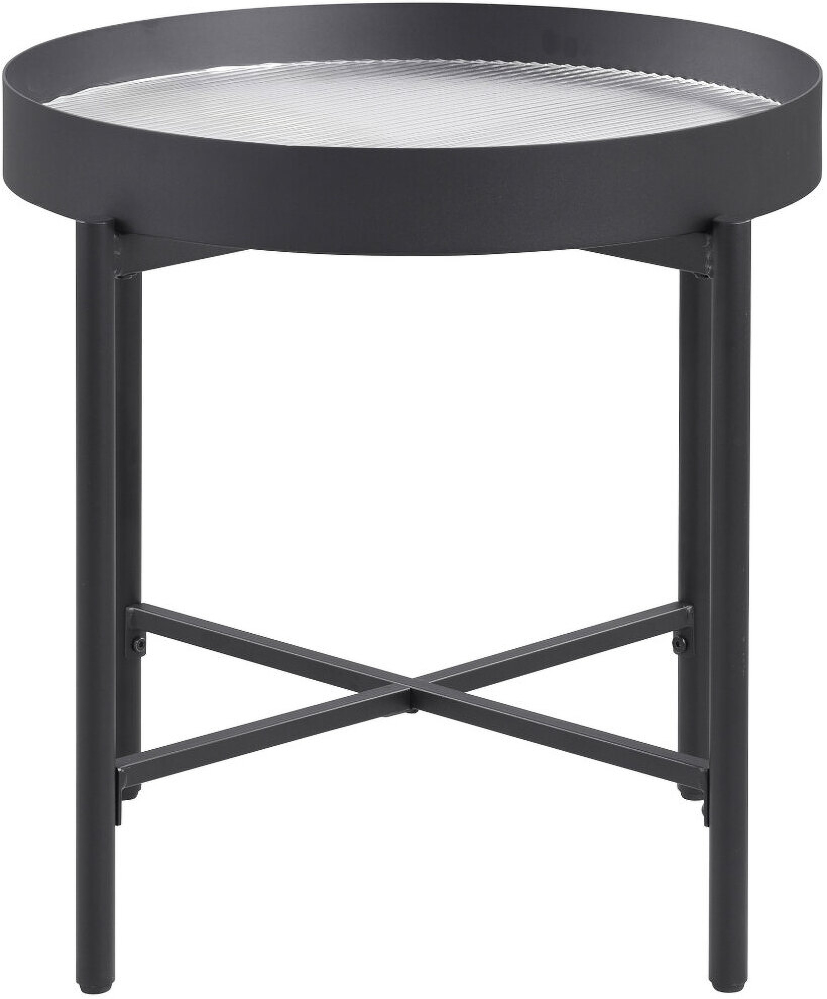 Ozella Round End Side Table with Recessed Top In Sandy Black by Coaster ...