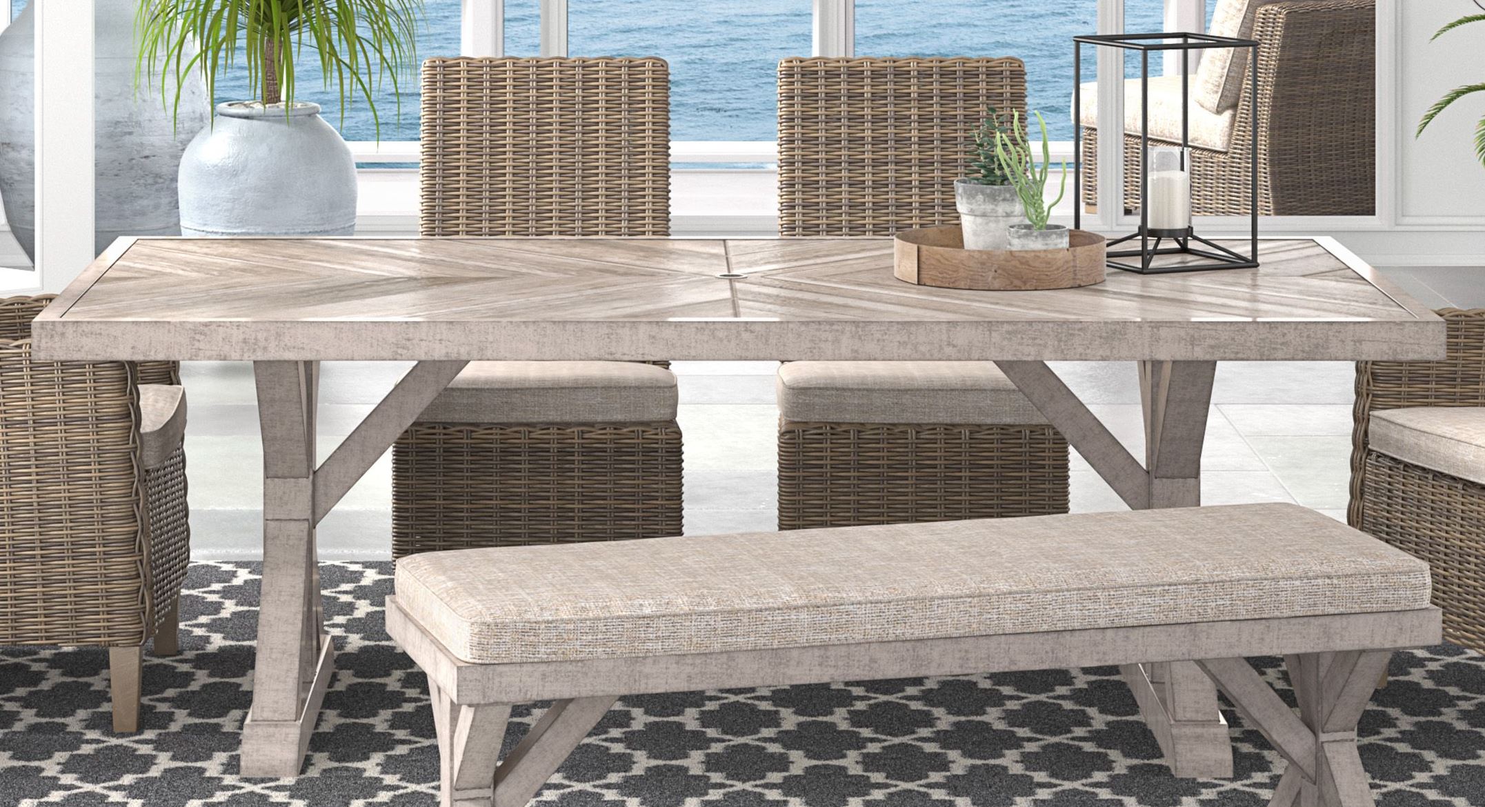 Signature Design by Ashley Beachcroft Beige Rectangular Dining Table ... Signature Design by Ashley Beachcroft Beige Rectangular Dining Table ...