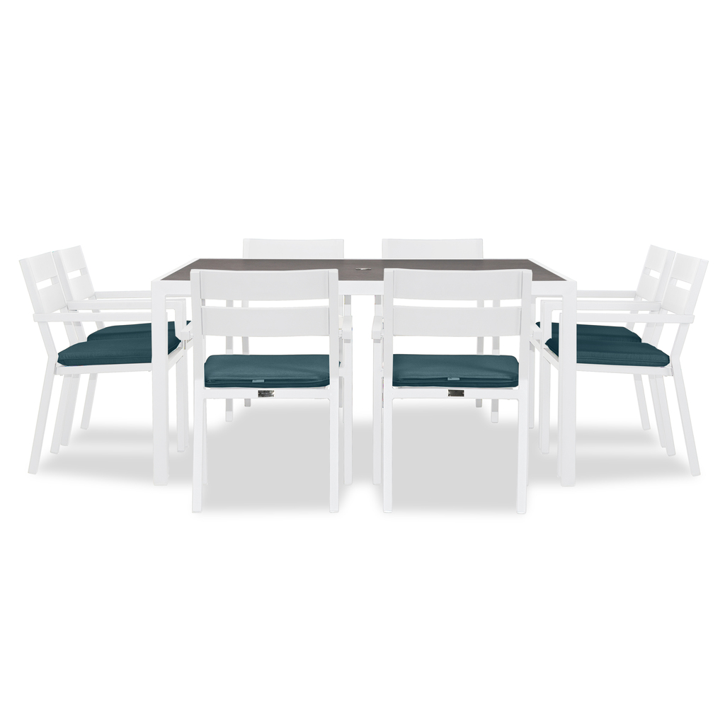 Pacifica 9 Piece Square Dining Set In Cast Lagoon and White by Harmonia ...