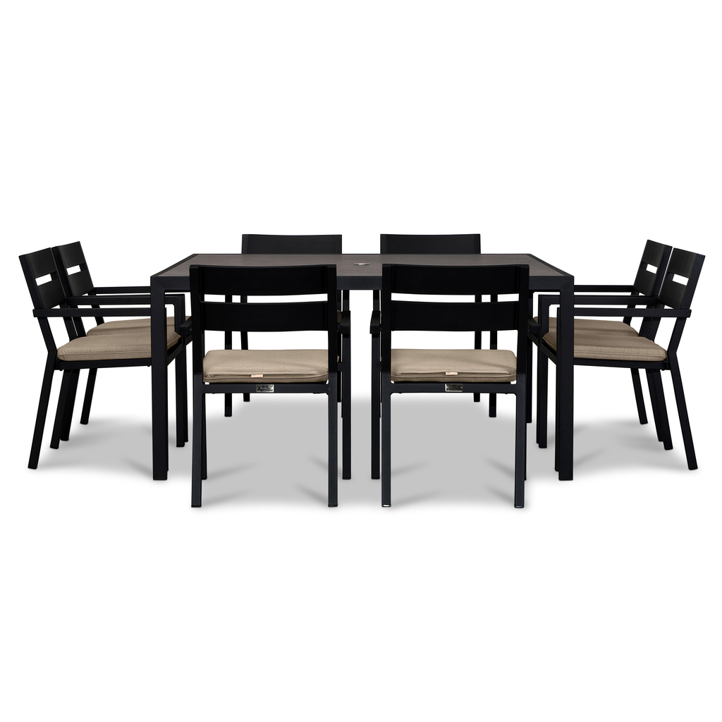 Pacifica 9 Piece Square Dining Set In Heather Beige and Black by ...