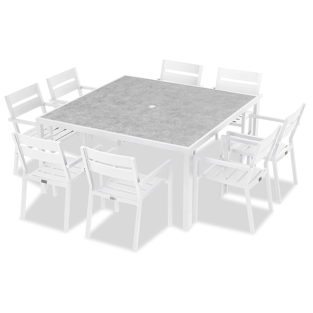 Pacifica 9 Piece Square Dining Set In White by Harmonia Living ...