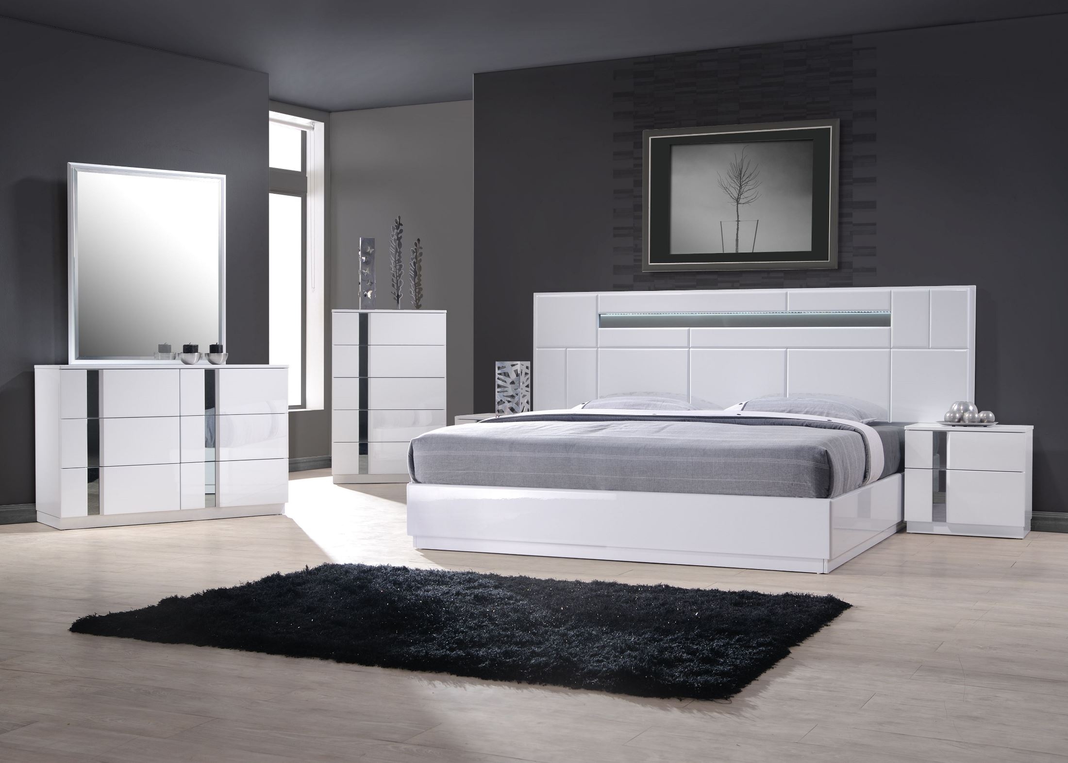 Palermo White Lacquer Platform Bedroom Set By J M 1StopBedrooms Palermo White Lacquer Platform Bedroom Set By J M 1StopBedrooms