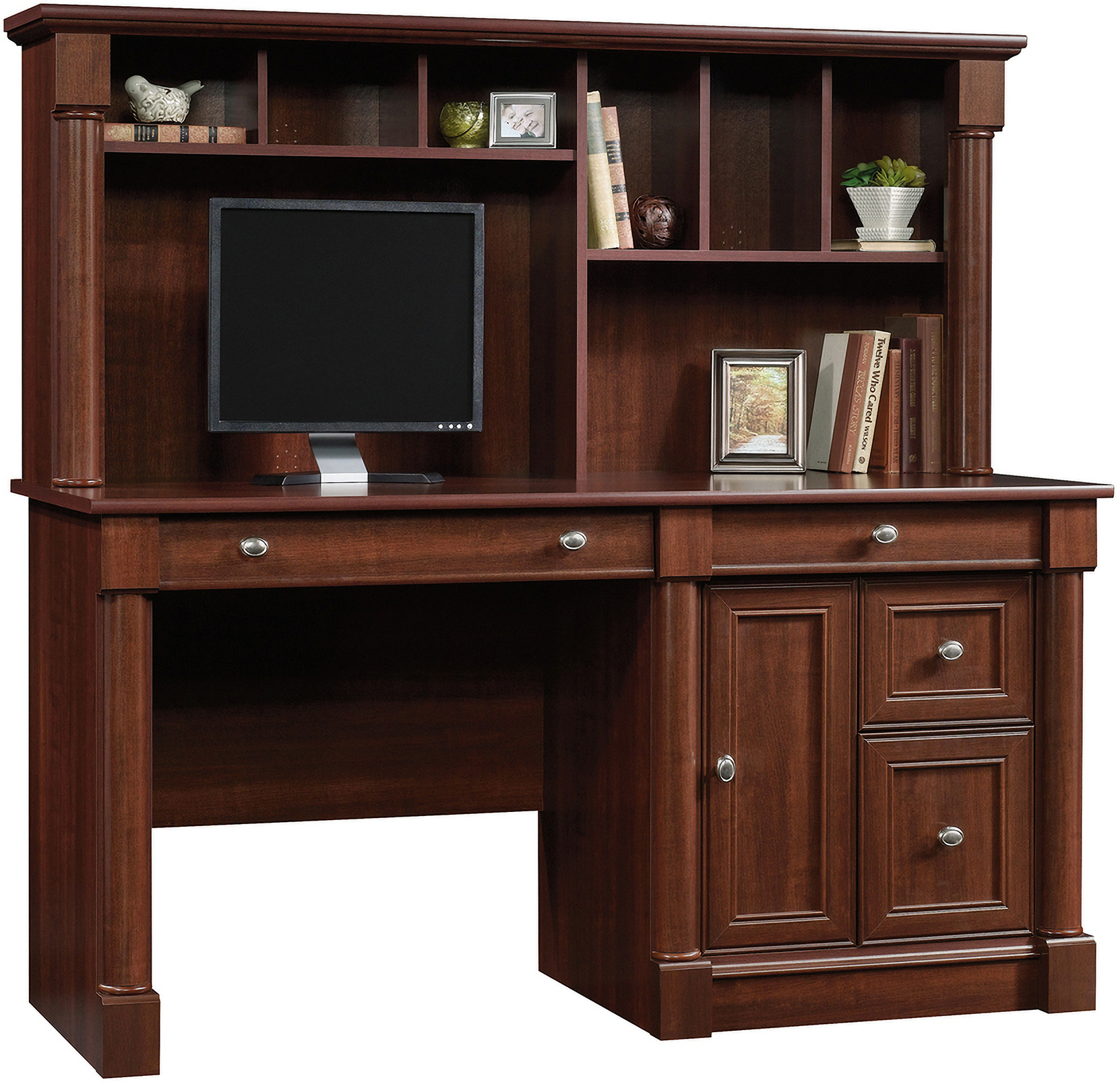 Palladia Computer Desk With Hutch In Select Cherry by Sauder ...