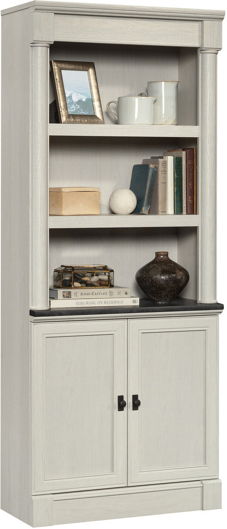 Palladia Library With Doors In Glacier Oak by Sauder | 1StopBedrooms