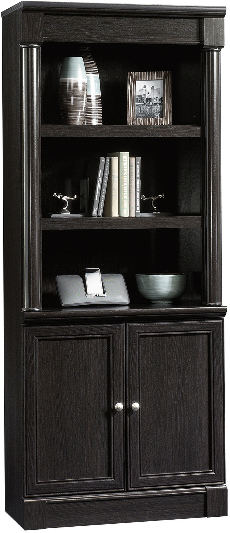 Palladia Library With Doors In Wind Oak by Sauder | 1StopBedrooms