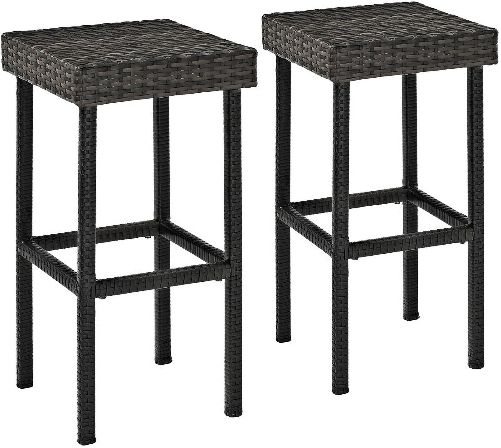 Palm Harbor 2 Piece Wicker Backless Outdoor Bar Stool Set In Weathered ...
