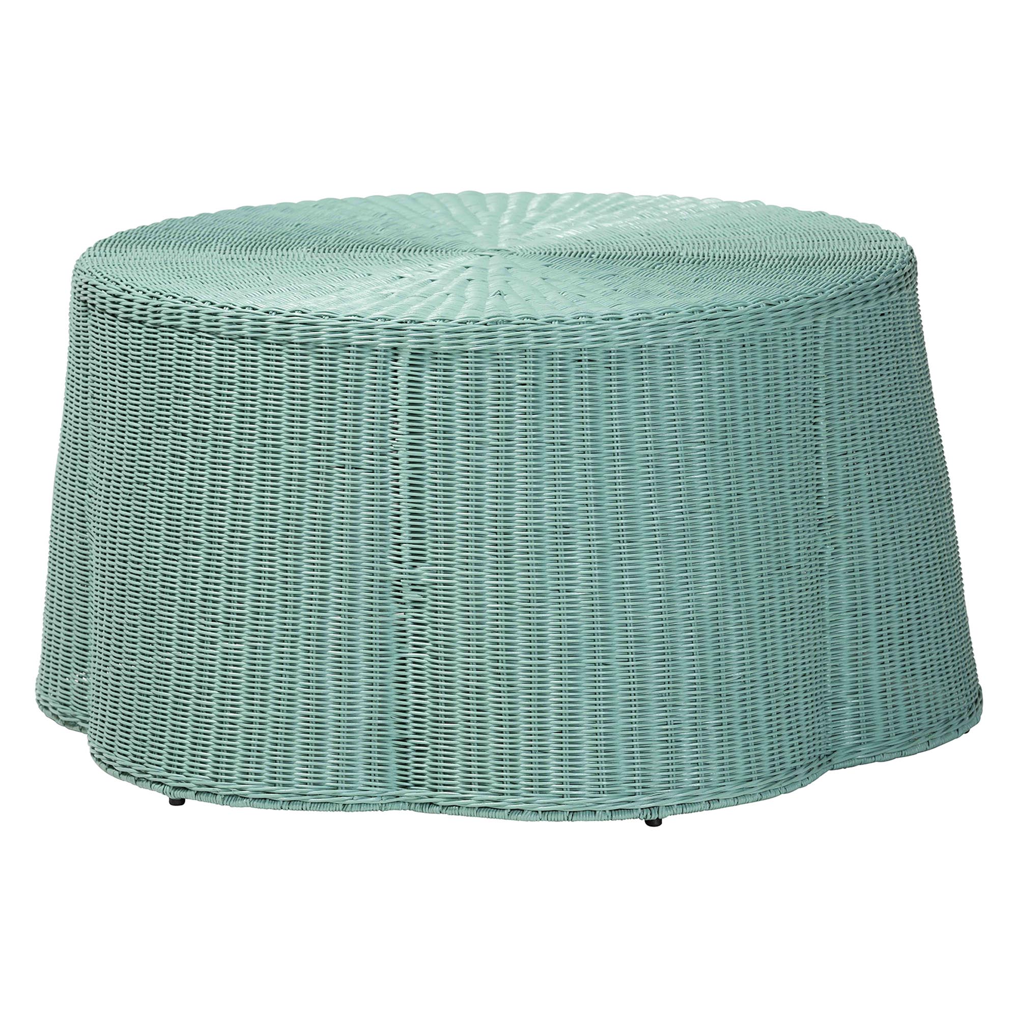 Palm Scalloped Rattan Coffee Table In Seafoam by Baxton Studio ...