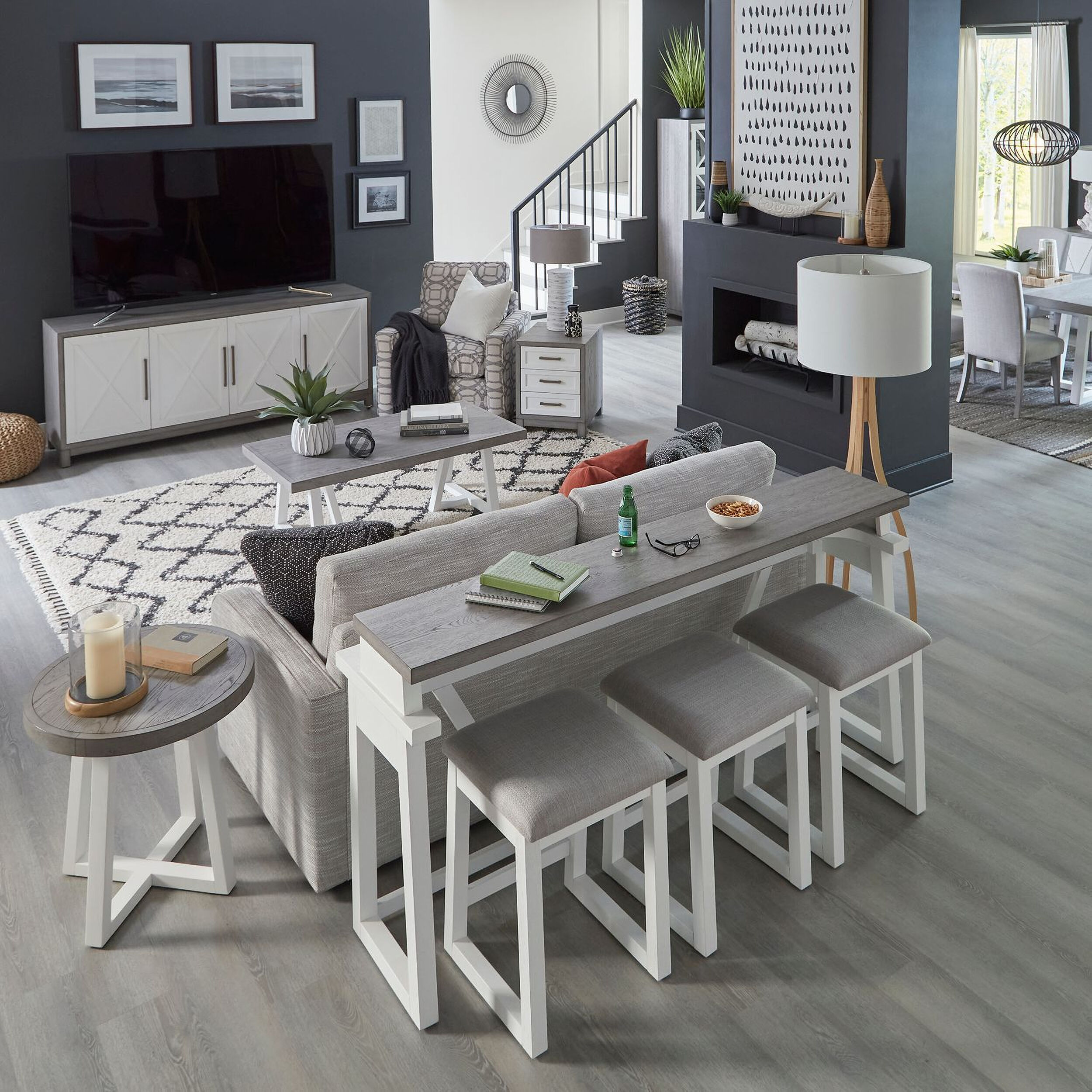 Palmetto Heights Two Tone Shell White and Driftwood Console Bar Table ...