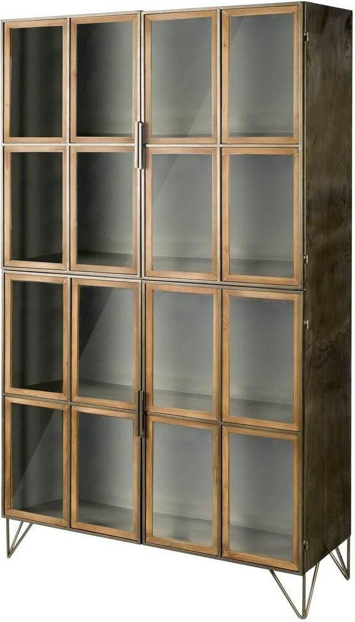 Pandora I Brown Wood And Metal Glass Door Display Cabinet by Mercana ...