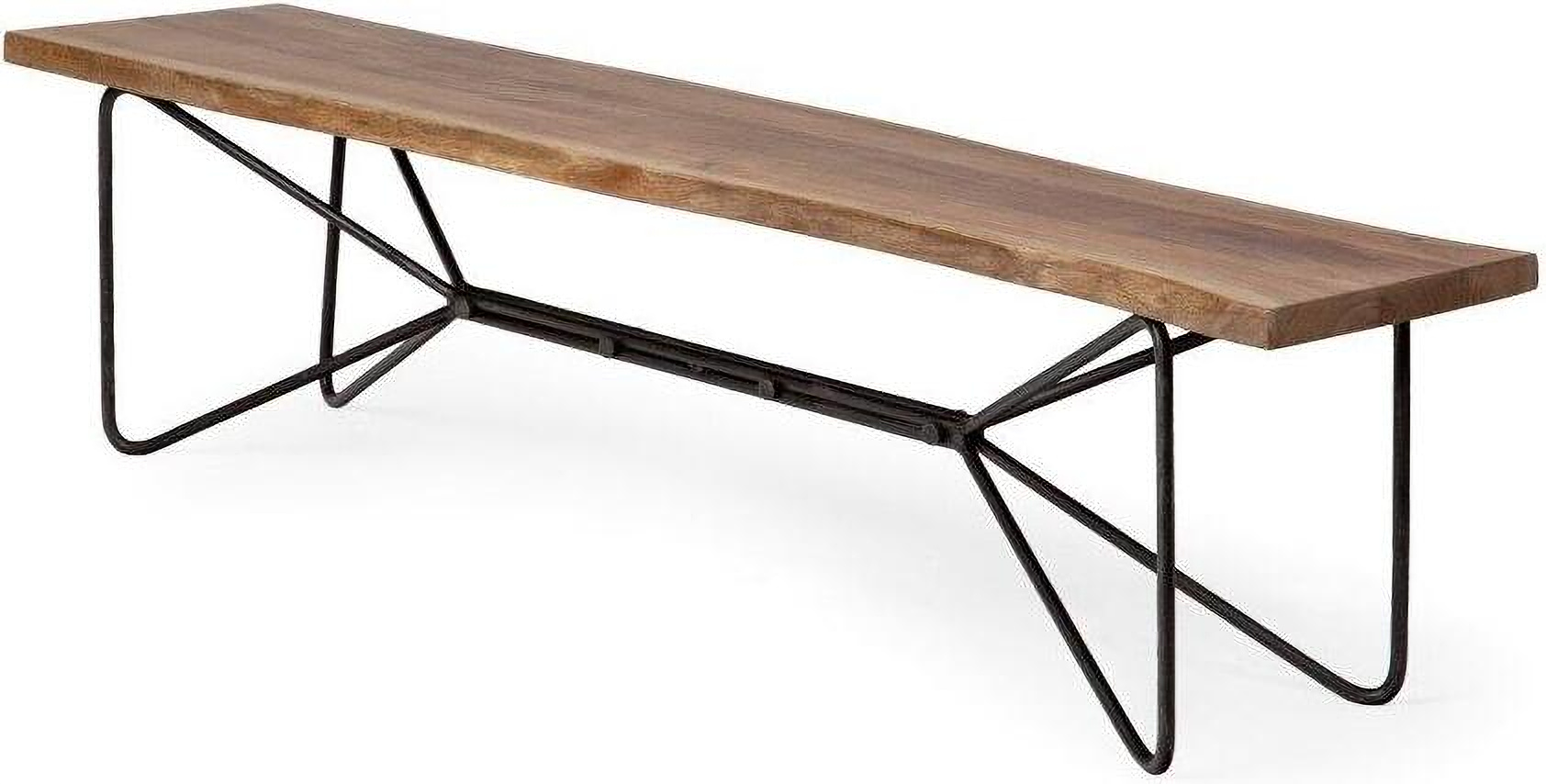 Papillion Iii Natural Solid Wood And Iron Dining Bench by Mercana ...
