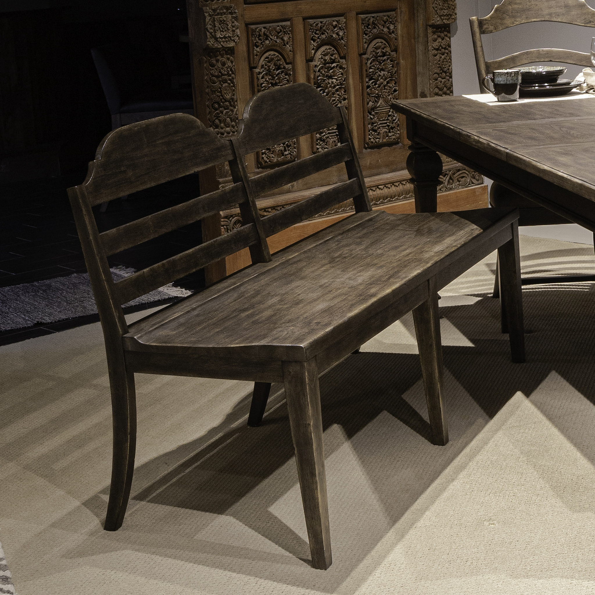 Paradise Valley Ladder Back Bench With Rta In Saddle Brown by Liberty ...