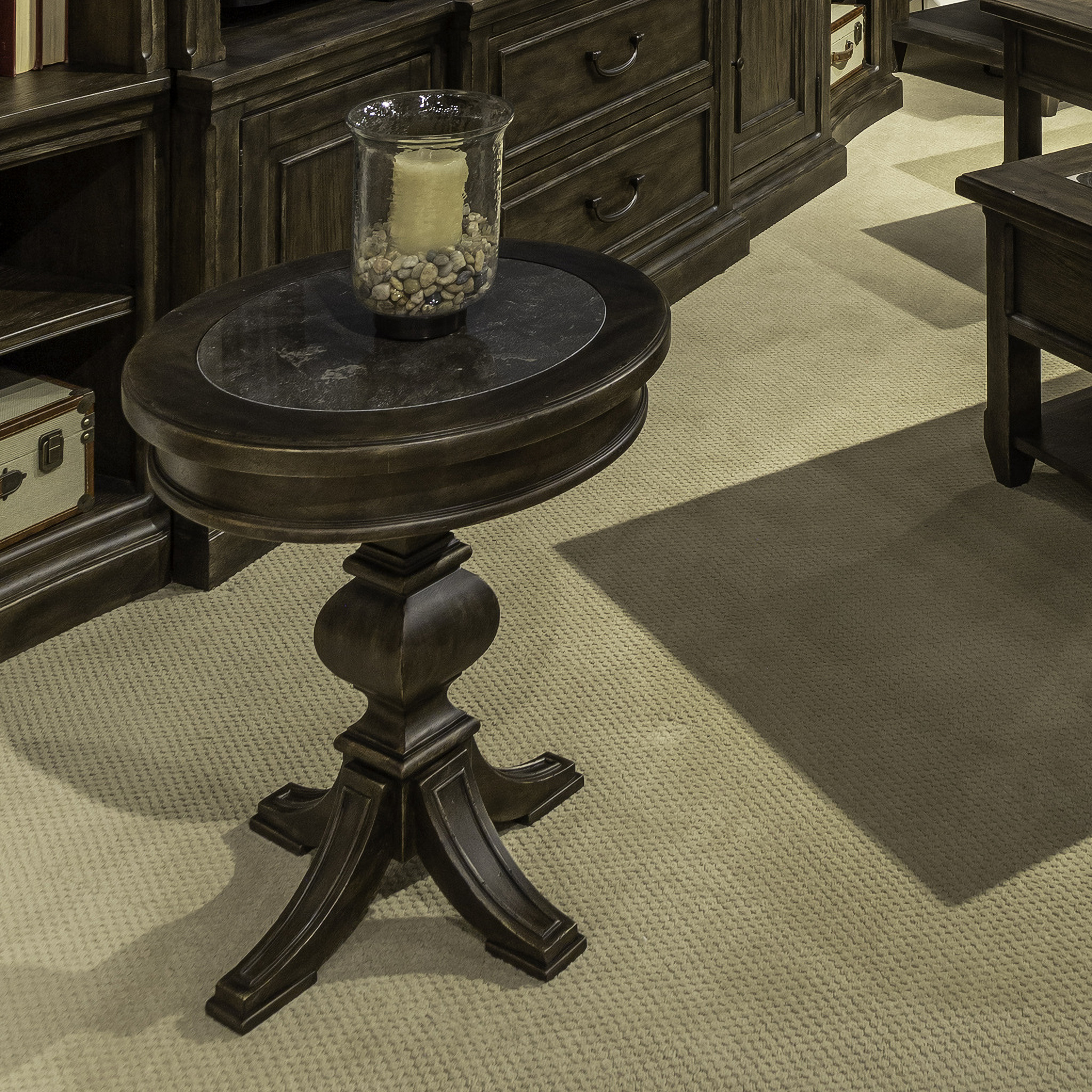 Paradise Valley Round Chairside Table In Saddle Brown by Liberty ...