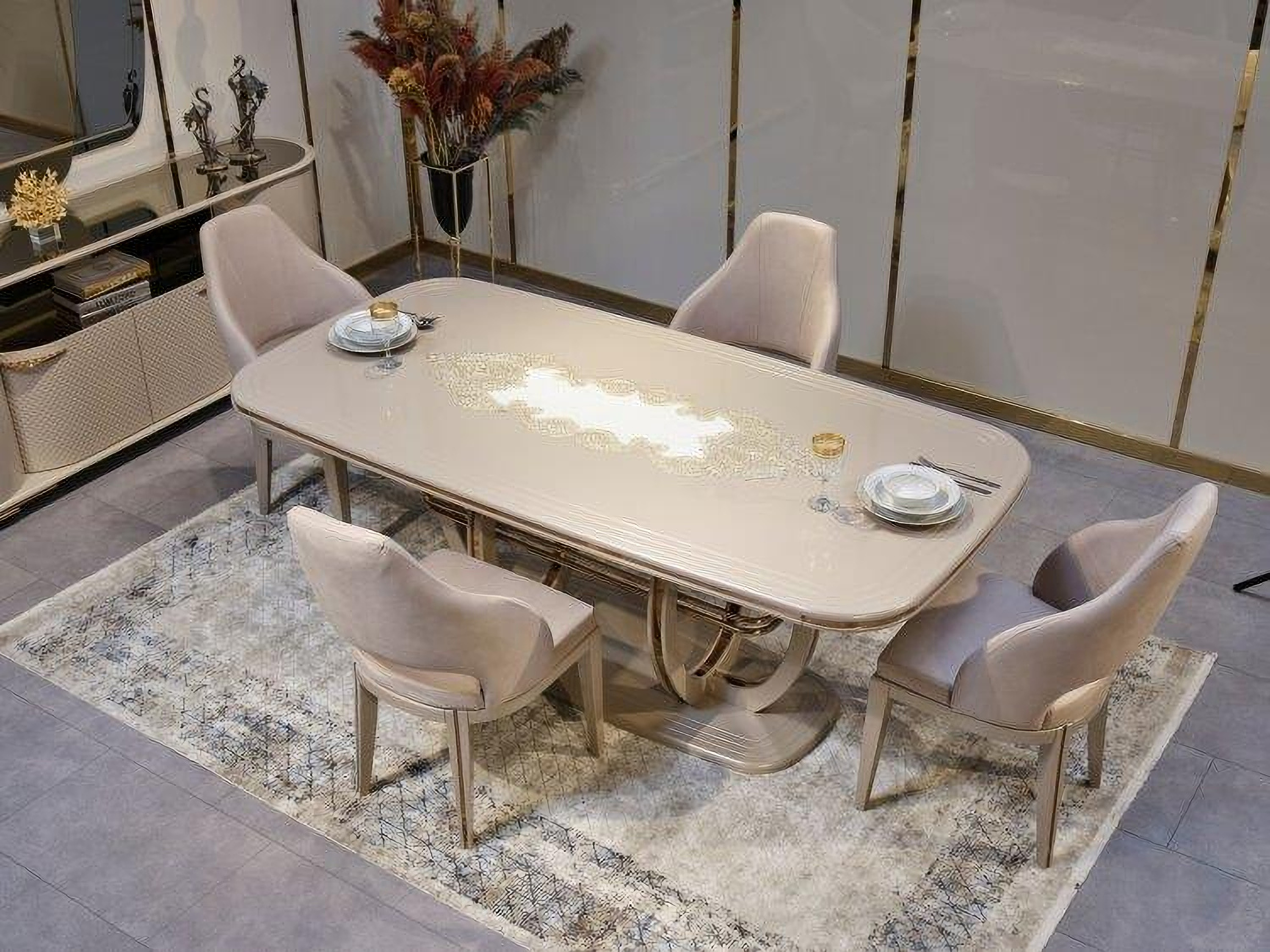 Paris 79 Inch Dining Room Table In Cream by Furnia | 1StopBedrooms
