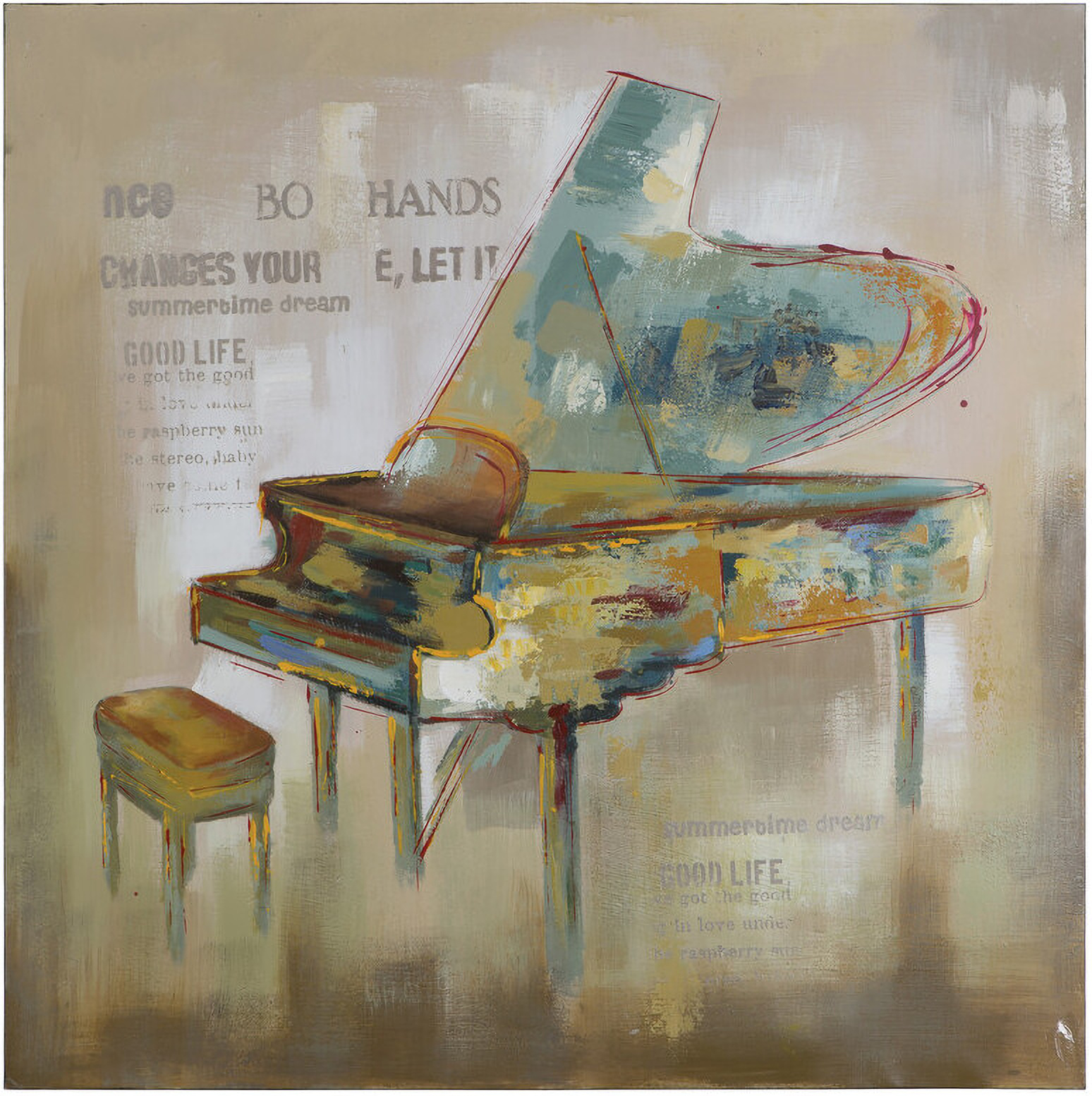 Paris Piano Wall Art In Multicolor by Yosemite Home Decor | 1StopBedrooms