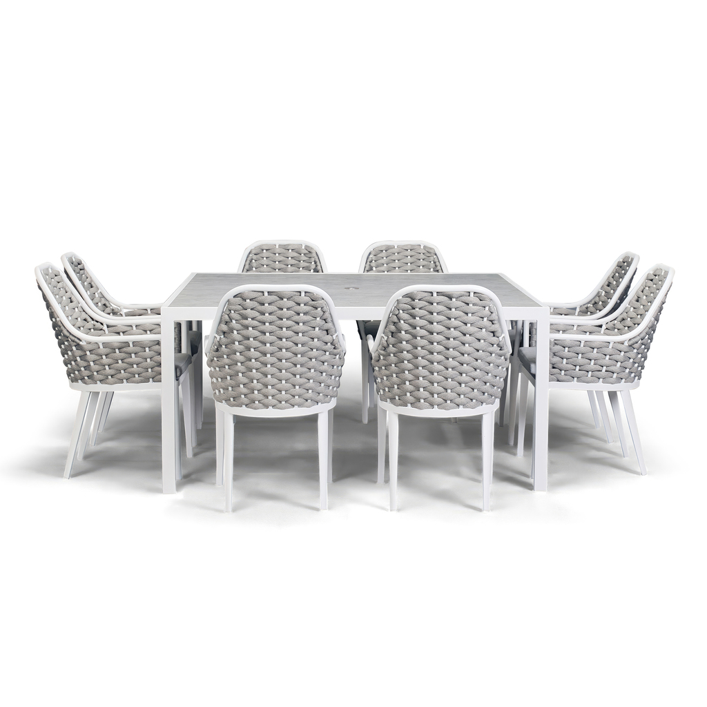 Parlor 9 Piece Square Dining Set In White and Pewter Grey by Harmonia ...