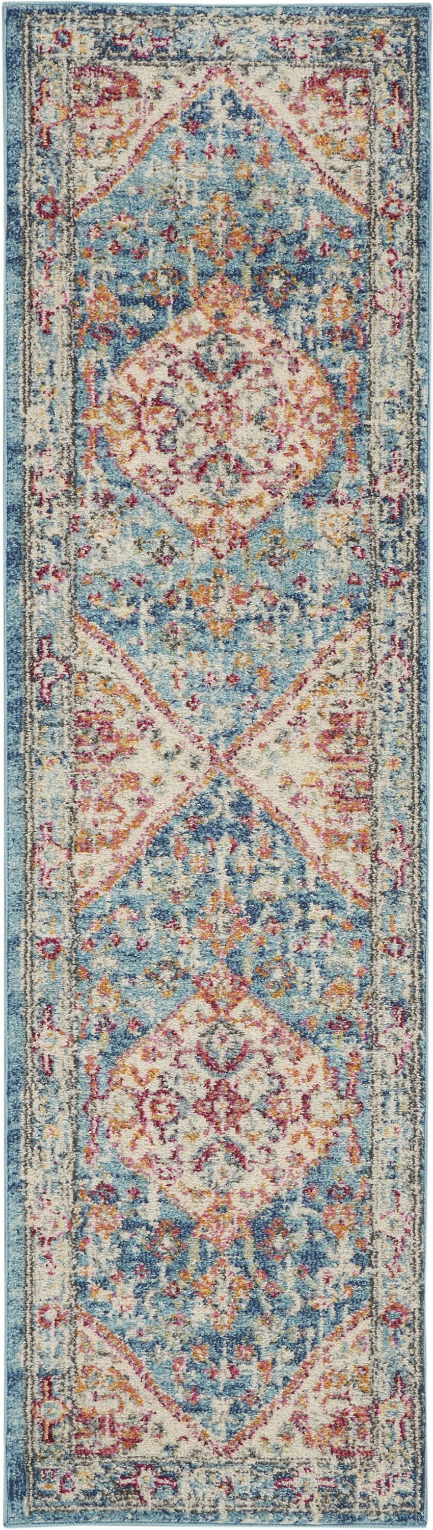Passion Ivory and Light Blue 2'2" x 7'6" Runner Area Rug by Nourison ...