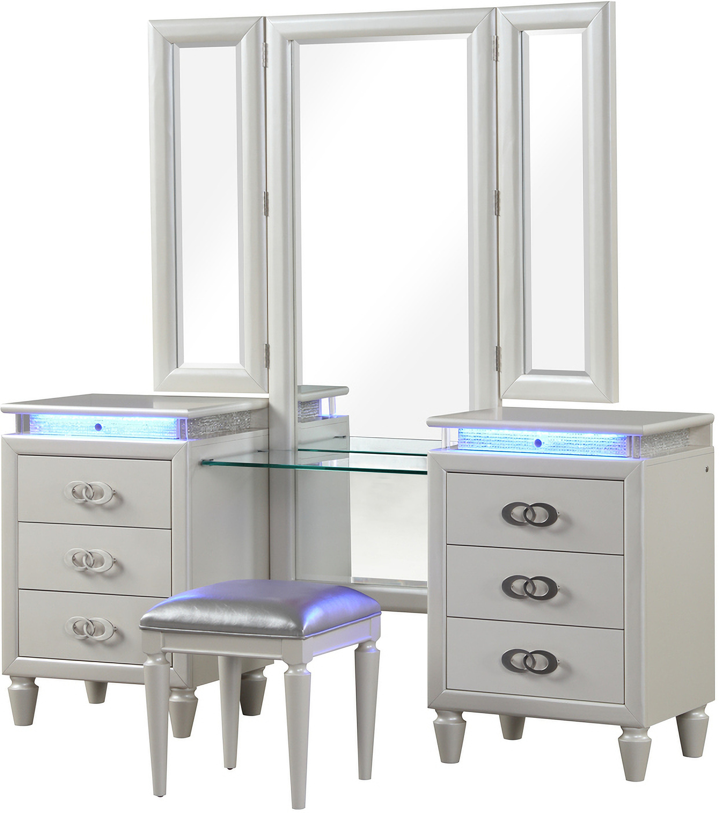 Passion LED Vanity Set In Milky White by Galaxy Home Furnishings ...
