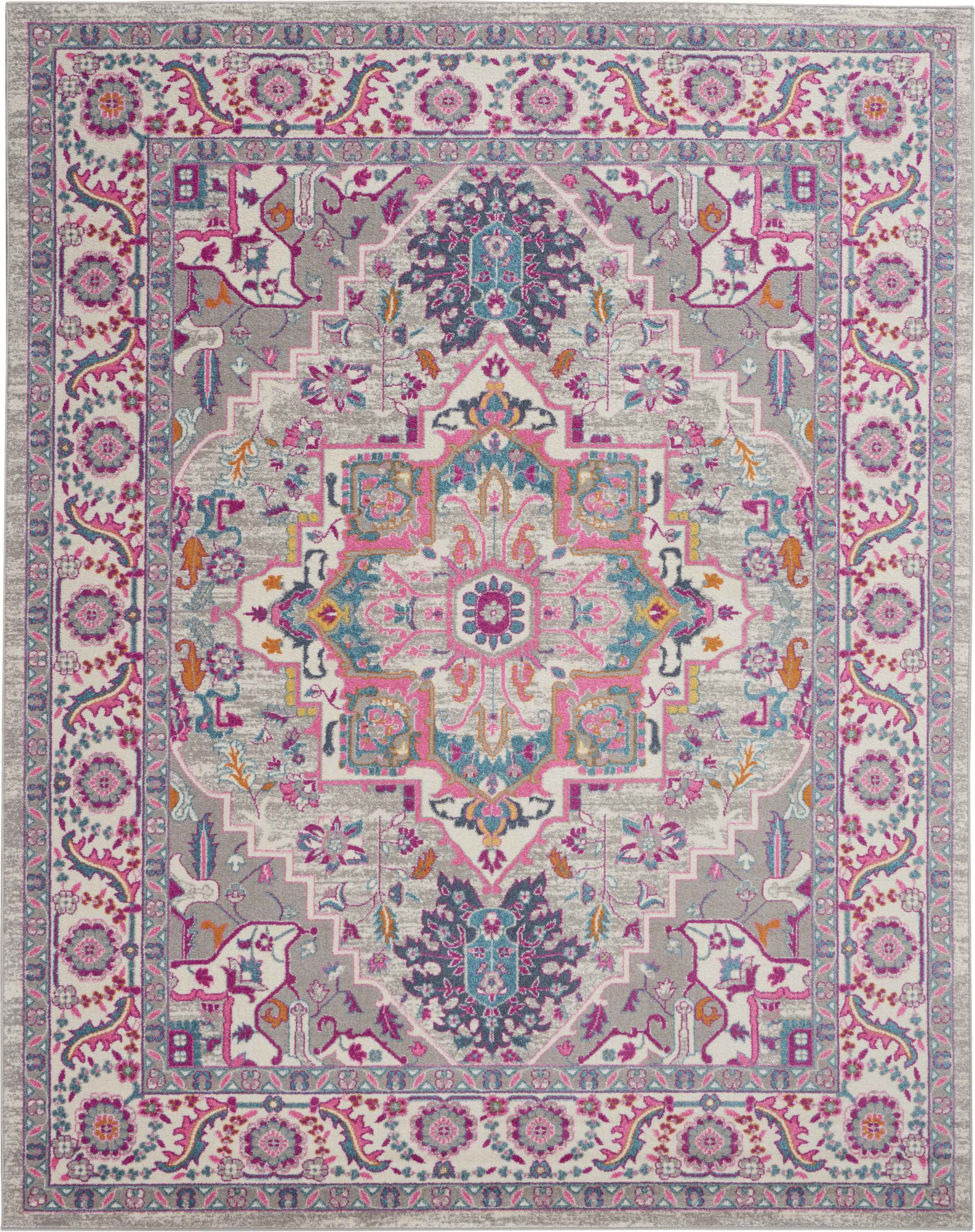 Passion Light Grey And Pink 8 X 10 Area Rug by Nourison | 1StopBedrooms