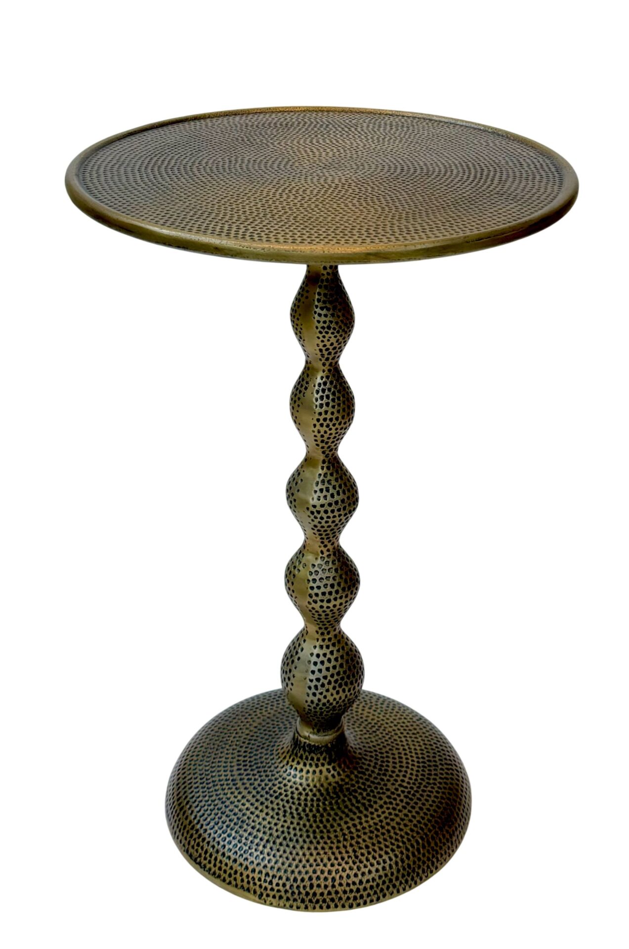 Pearson Hammered Dimple Metal Side Table In Antique Brass by Carolina ...