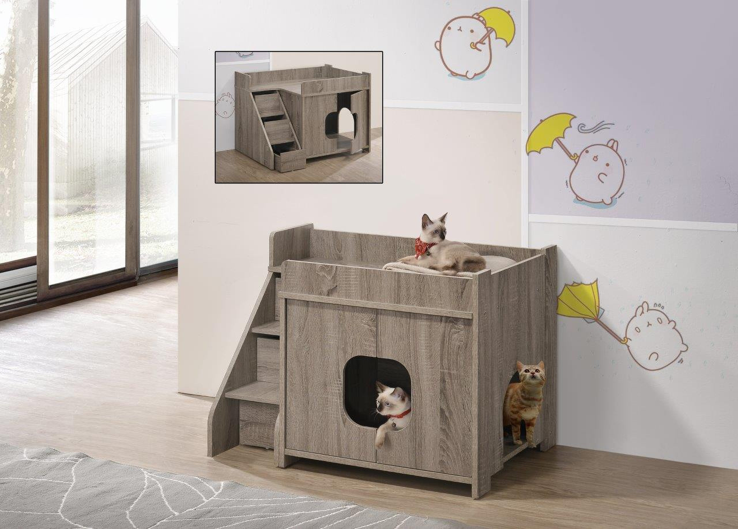 Peeta Cat Pet House In Dark Taupe by Progressive Furniture | 1StopBedrooms