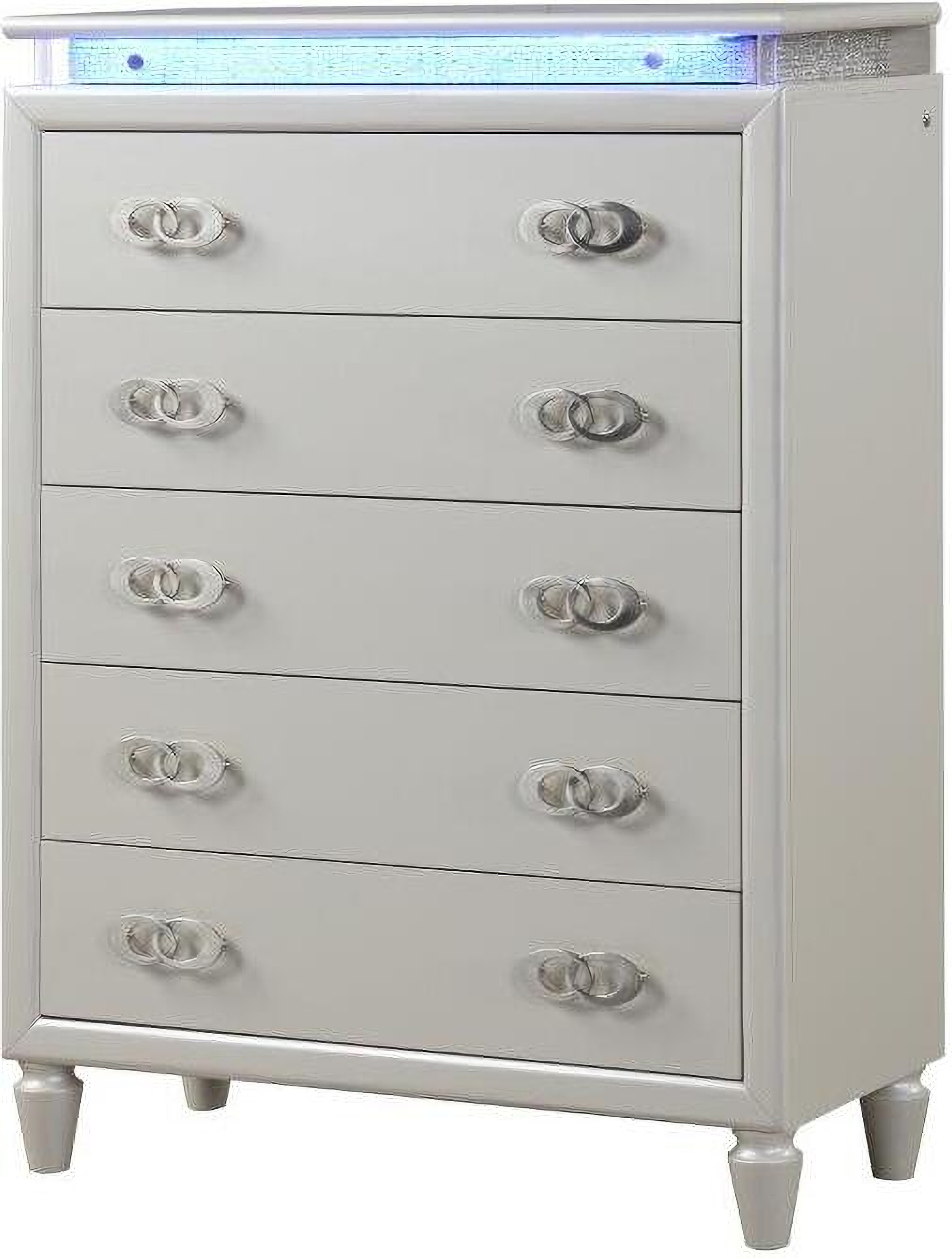 Perla Led Chest Made With Wood In Milky White by Galaxy Home ...