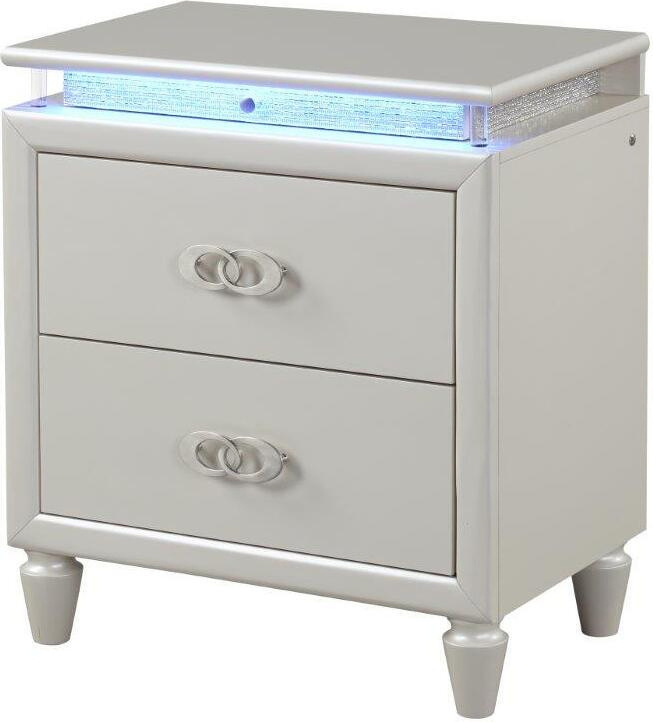 Perla Led Night Stand Made With Wood In Milky White by Galaxy Home ...