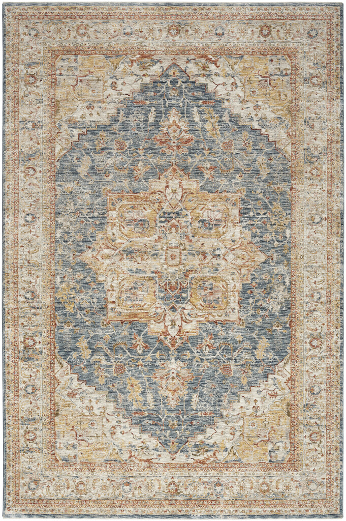 Petra 5'3" x 7'8" Indoor Rug In Ivory Blue by Nourison | 1StopBedrooms