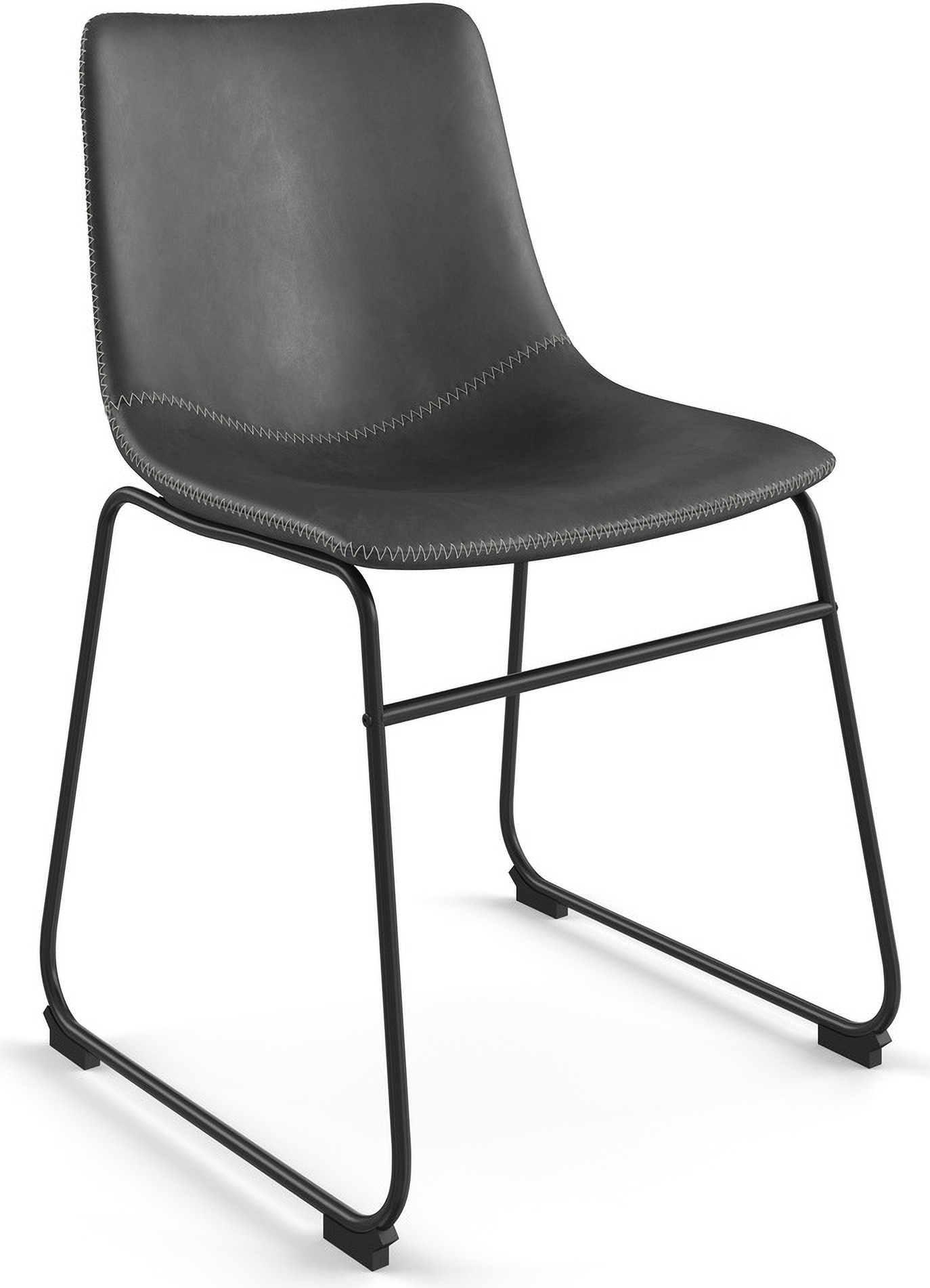 Petra Vegan Leather Side Chairs With Black Legs Set Of 2 In Grey By Petra Vegan Leather Side Chairs With Black Legs Set Of 2 In Grey By