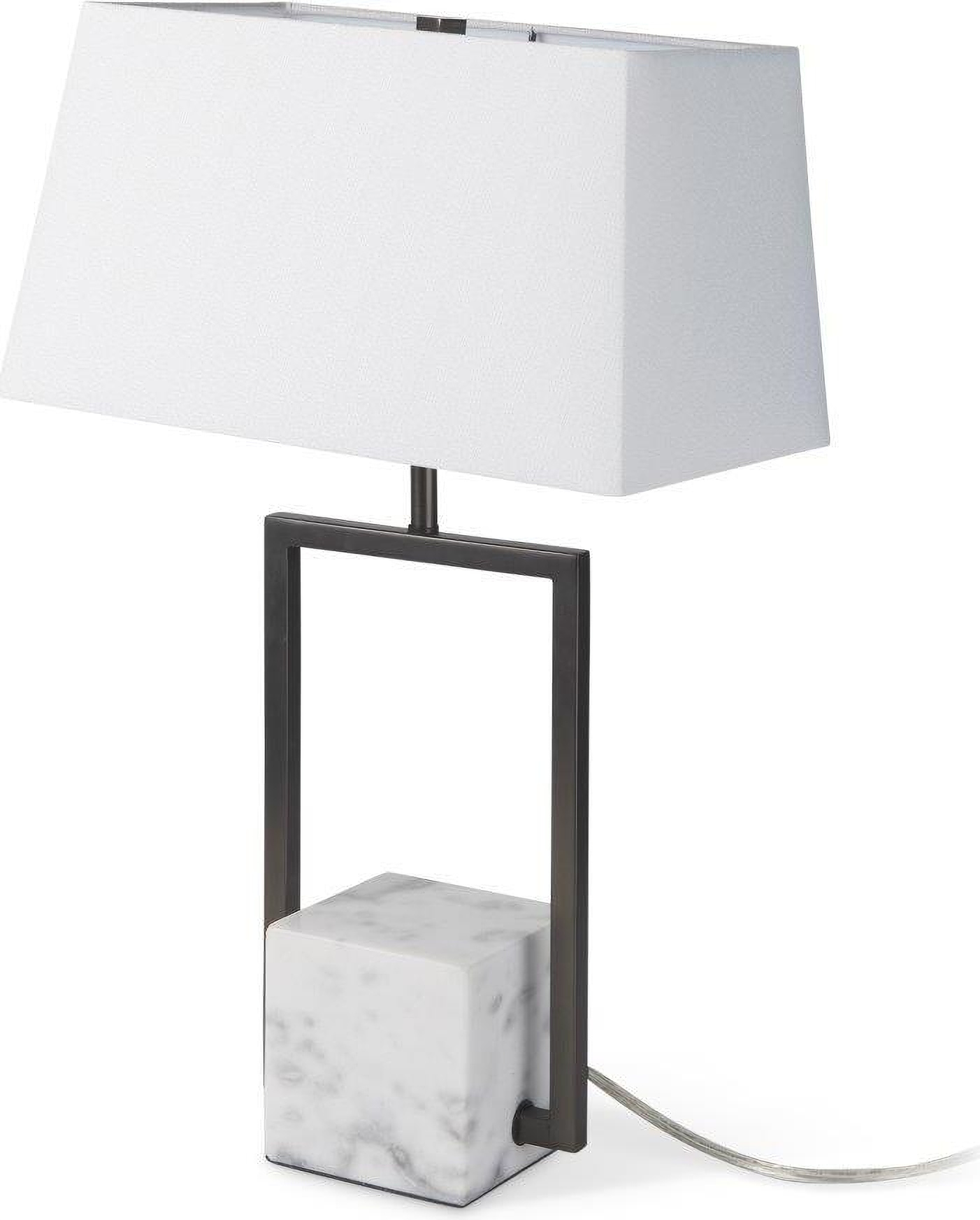 Peyton Black Metal With Marble Cube And White Shade Table Lamp by ...