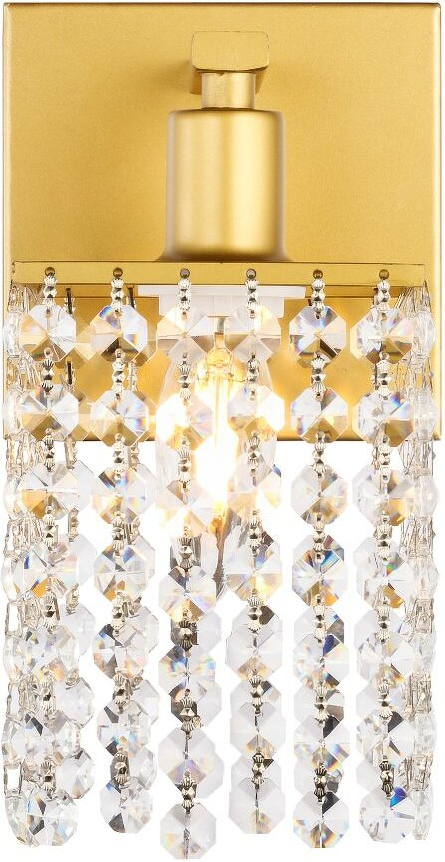 Phineas 1 Light Brass And Clear Crystals Wall Sconce by Elegant ...