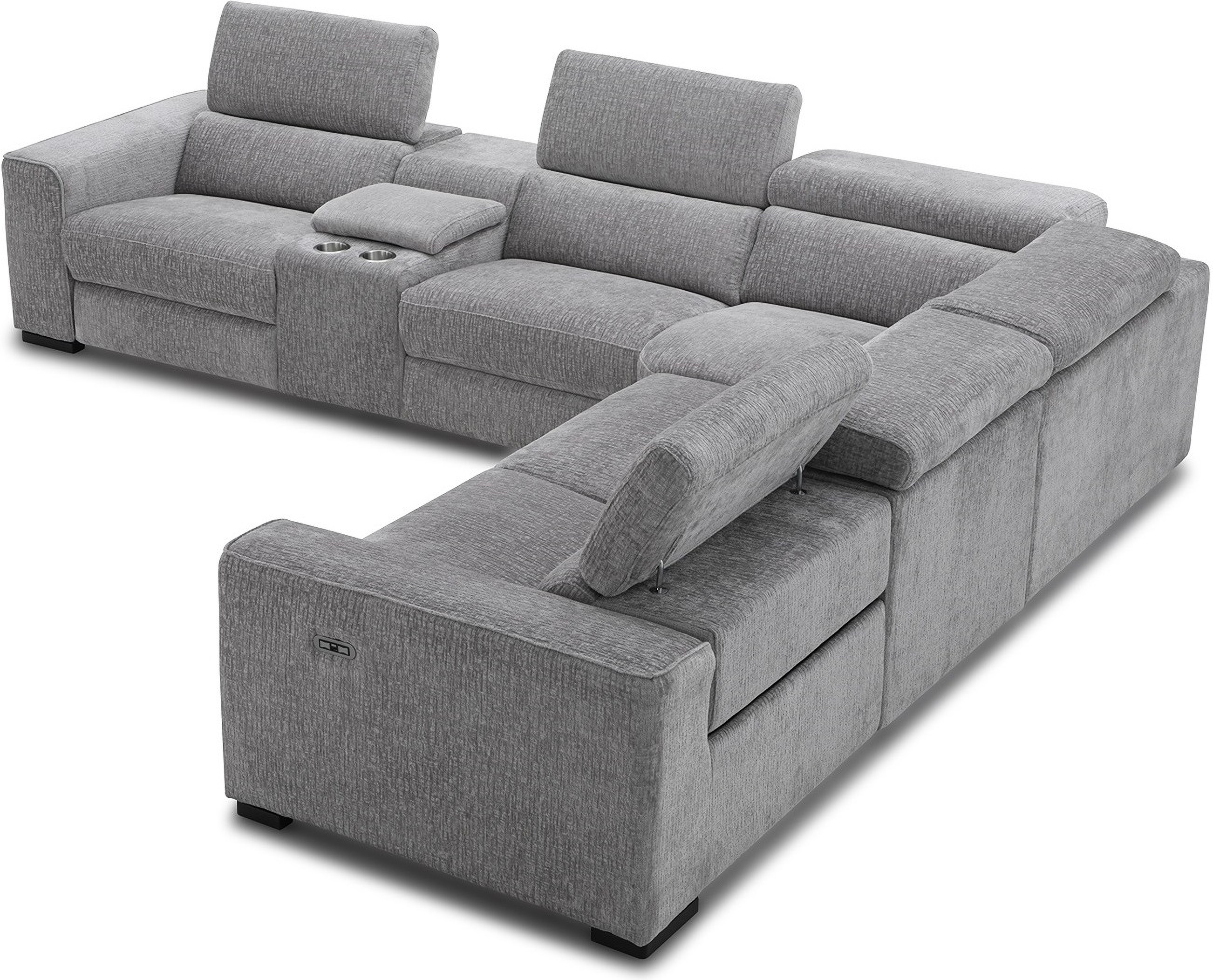 Picasso Motion Fabric Sectional In Light Grey by J&M | 1StopBedrooms
