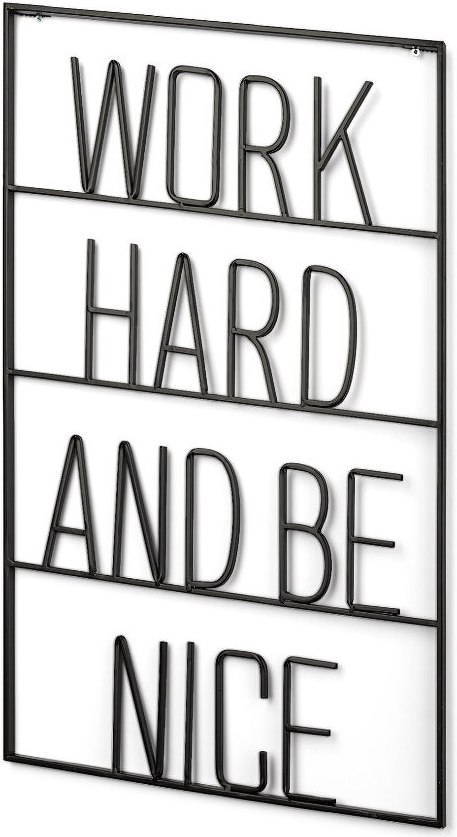 Playful "Work Hard and Be Nice" Sign Wall Decor In Black by Mercana ...