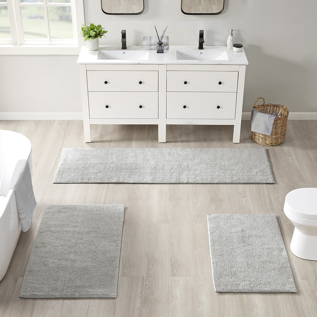 Plume Feather Touch 72x24 Reversible Bath Rug In Grey by Olliix ...