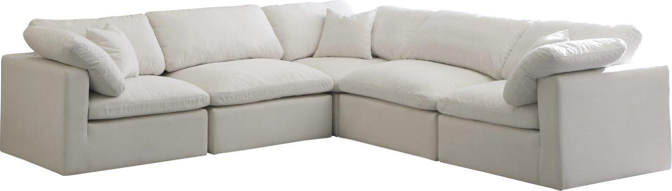 Plush Velvet Standard Comfort Modular Sectional In Cream by Meridian ...