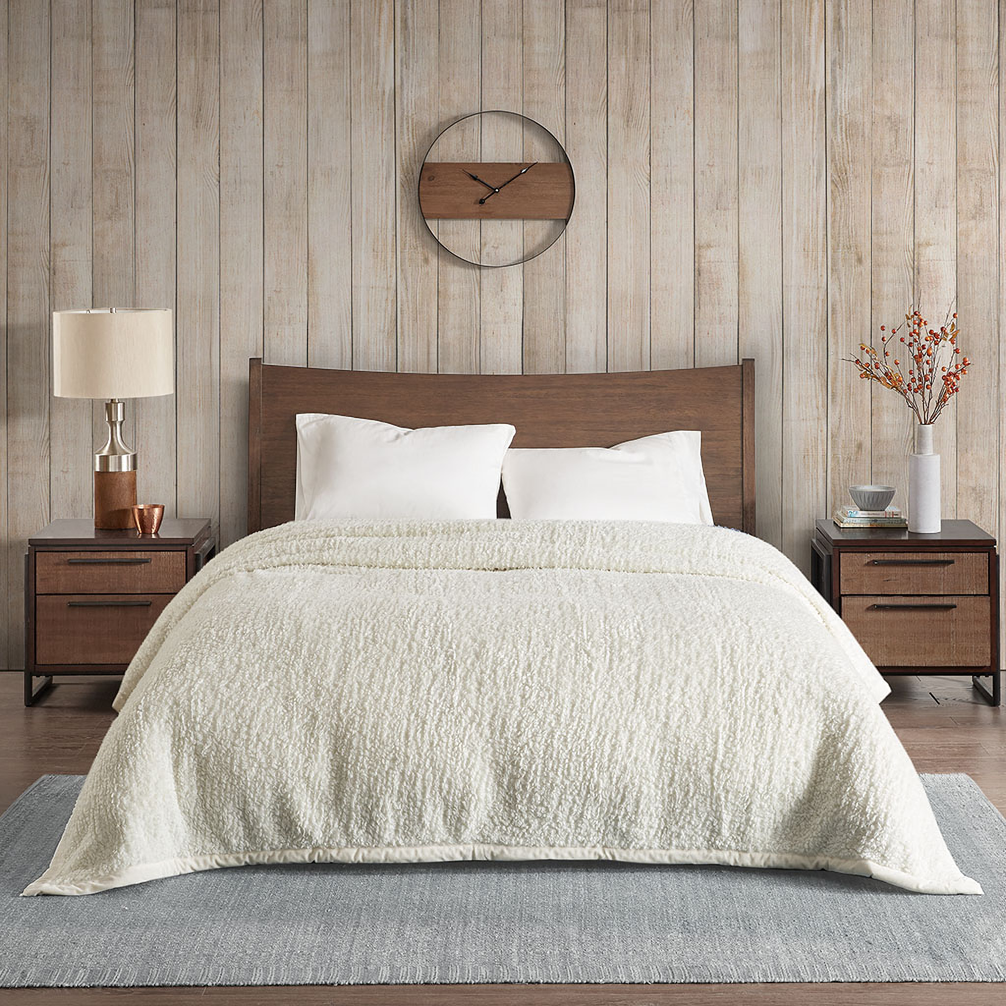 Polyester Soild Berber Brushed Twin Blanket With Crystal Velvet Binding ...