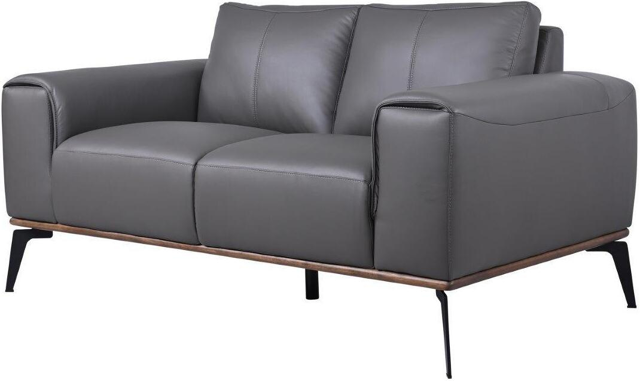 Porter Designs Pietro Top Grain Leather Loveseat In Gray | 1StopBedrooms