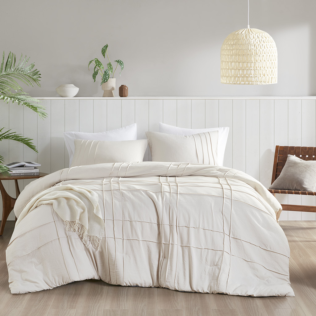 Porter Soft Washed Pleated Comforter Set In Neutral by Olliix ...
